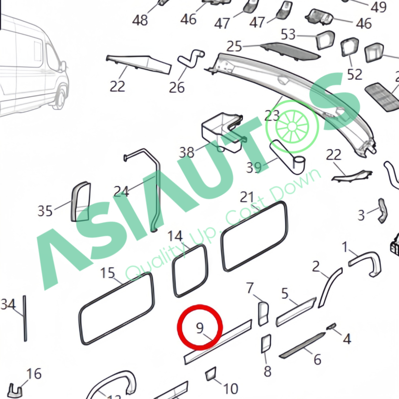 MA9247 | MAXUS/LDV V90(Deliver 9) 2.0T 2020 Rear Side Door Lower Trim-
