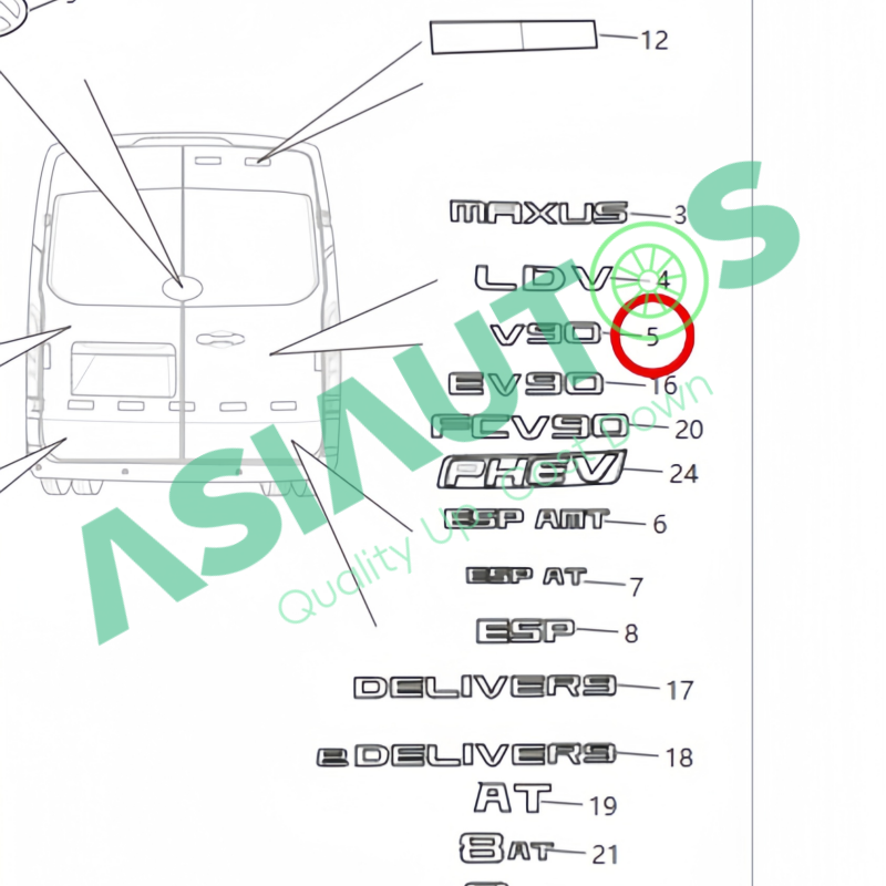 MA9219 | MAXUS/LDV V90(Deliver 9) 2.0T 2020 Rear LOGO V90 C00184638 Ex